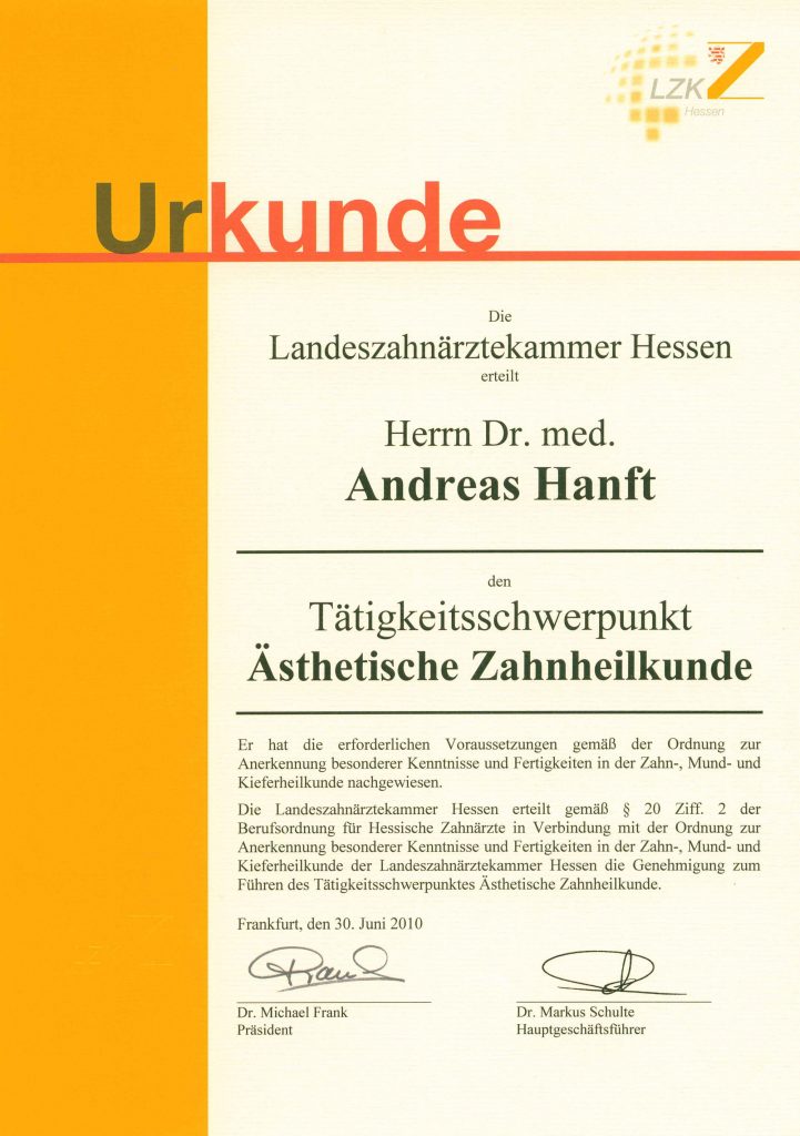 Dr. med. dent. Andreas Hanft › Zahnarztpraxis Hanft