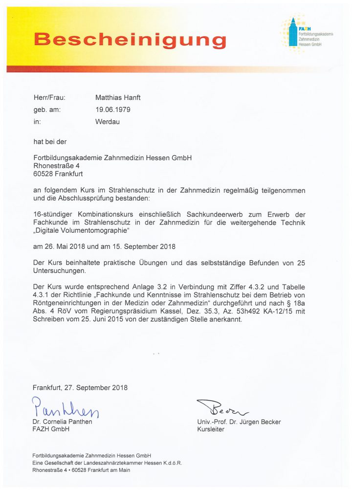 Dr. med. dent. Matthias Hanft › Zahnarztpraxis Hanft