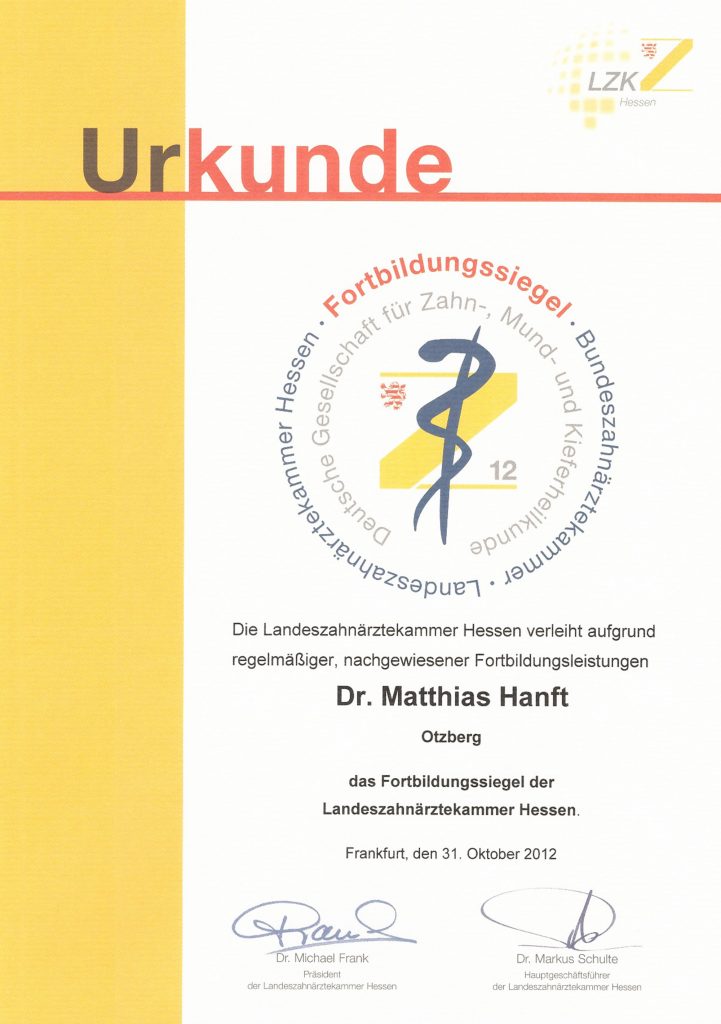 Dr. med. dent. Matthias Hanft › Zahnarztpraxis Hanft